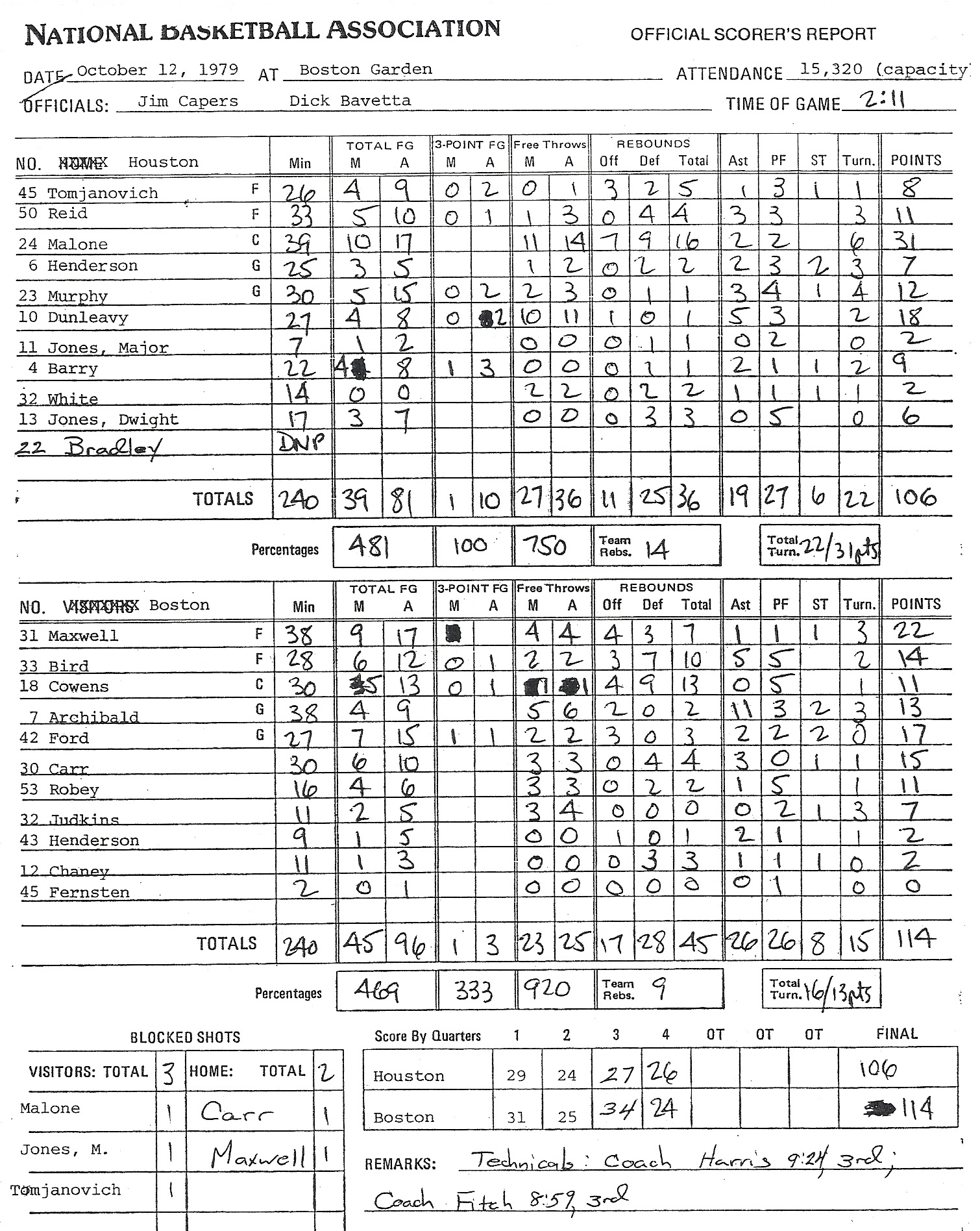 Bird’s Rookie Year – Game One vs Rockets – Boston Sports Media Watch